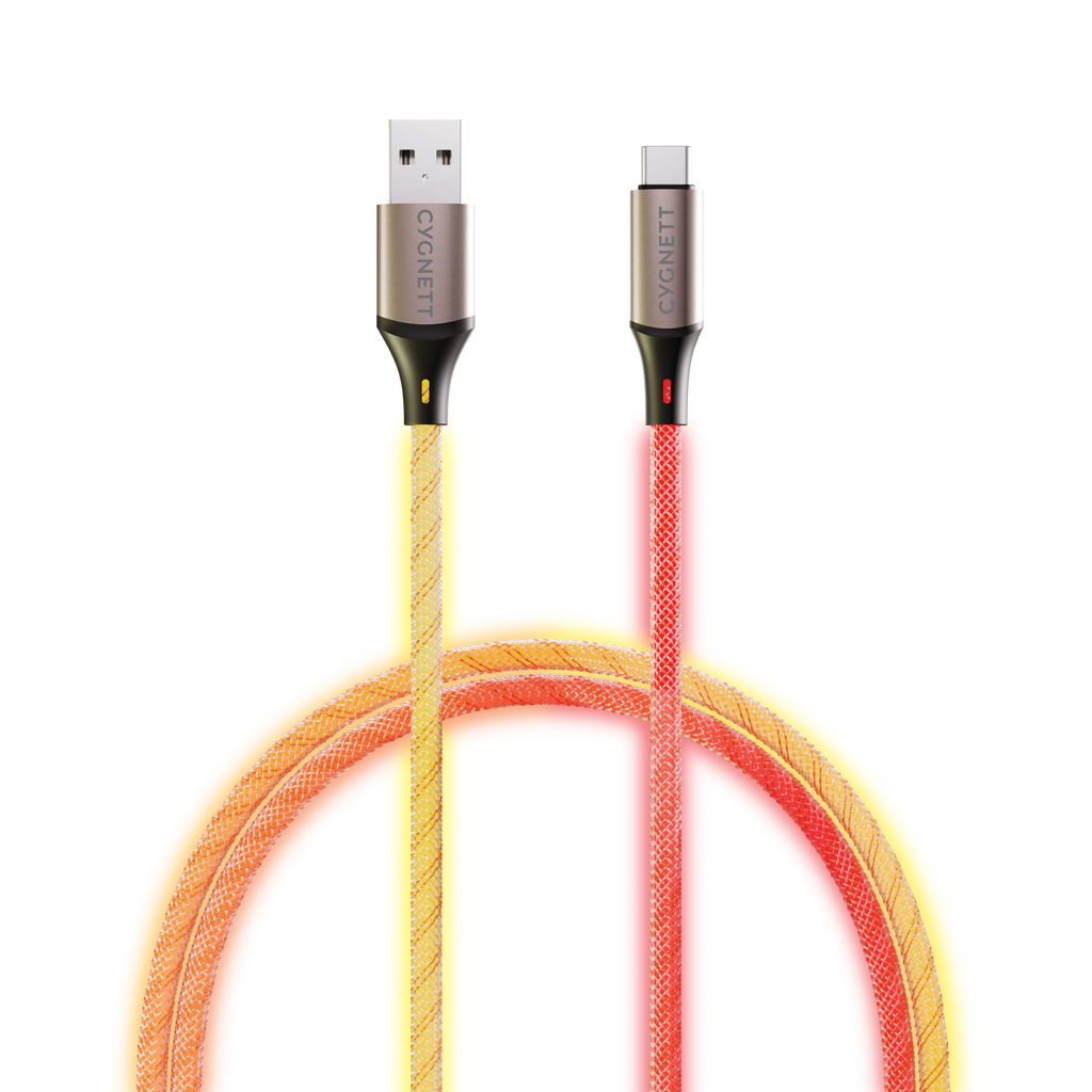 USB-C to USB-A 1.2m Light Up Cable – Cygnett NZ